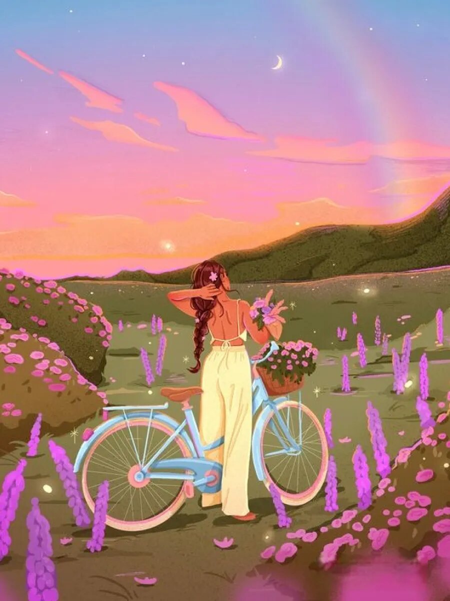 Картина по номерам на холсте Прогулка на велосипеде 40*50 см