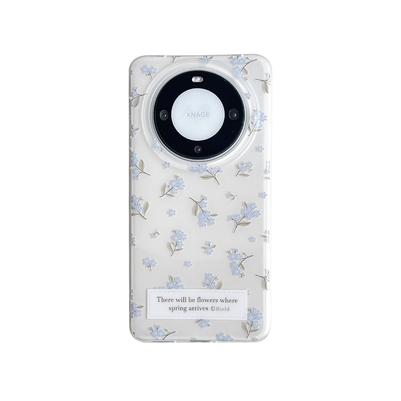 Силиконовый мягкий чехол для Huawei Mate 40 Pro с синим цветочным узором и полным покрытием экрана