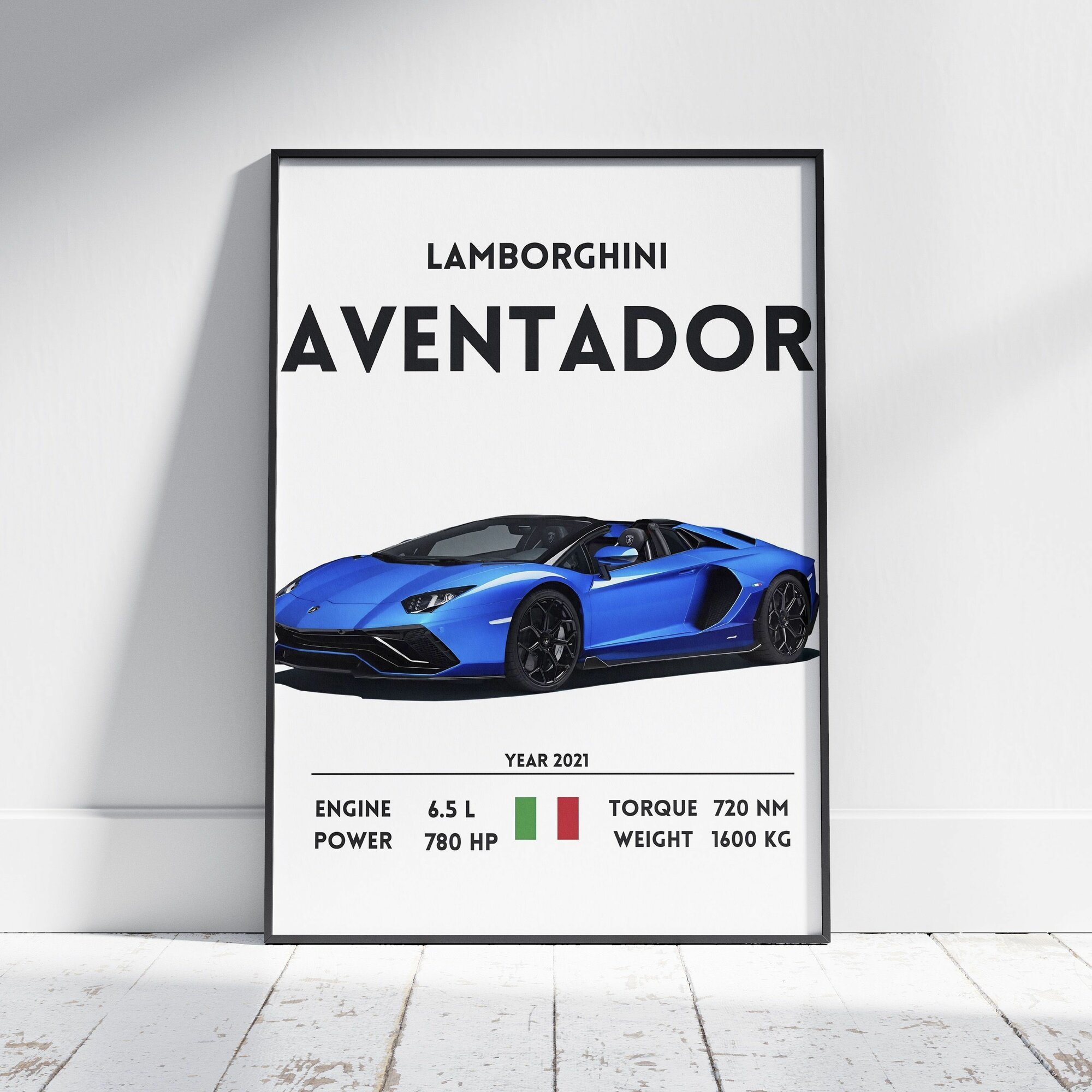 Плакат на стену для интерьера Спорткар (Lamborghini Aventador 4) - Постер по спортивным гоночным машинам автомобилям формата А4 (21x30 см)