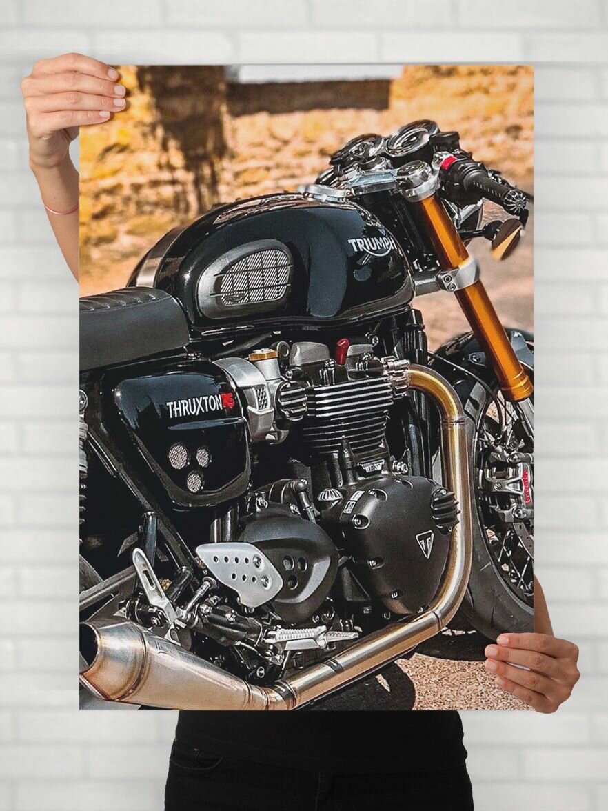 Плакат на стену для интерьера Мотоцикл (Triumph Thruxton RS 4) - Постер по мото и байкам формата A2 (42x61 см)