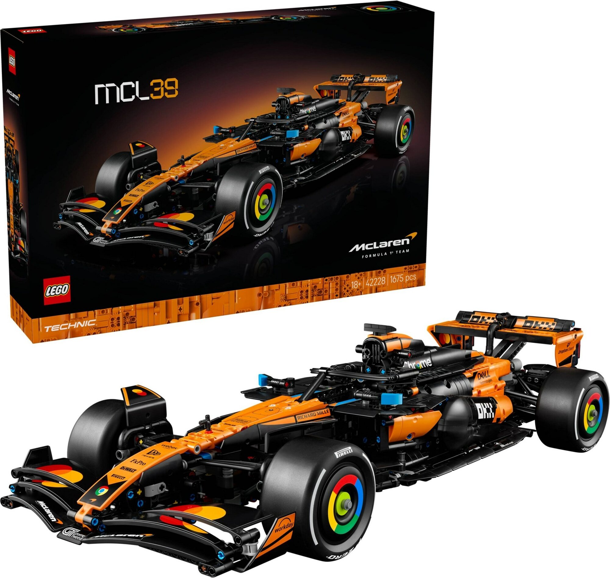 Конструктор LEGO 42228 - Лего Гоночный автомобиль Формулы-1 McLaren MCL39, 1675 деталей