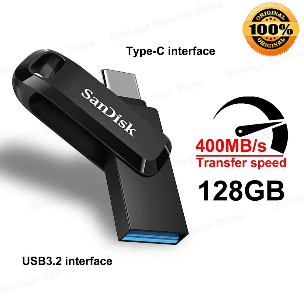 SanDisk SDDDC3 флэш-накопитель USB3.2 Type-C 64G 128G 256G 512G