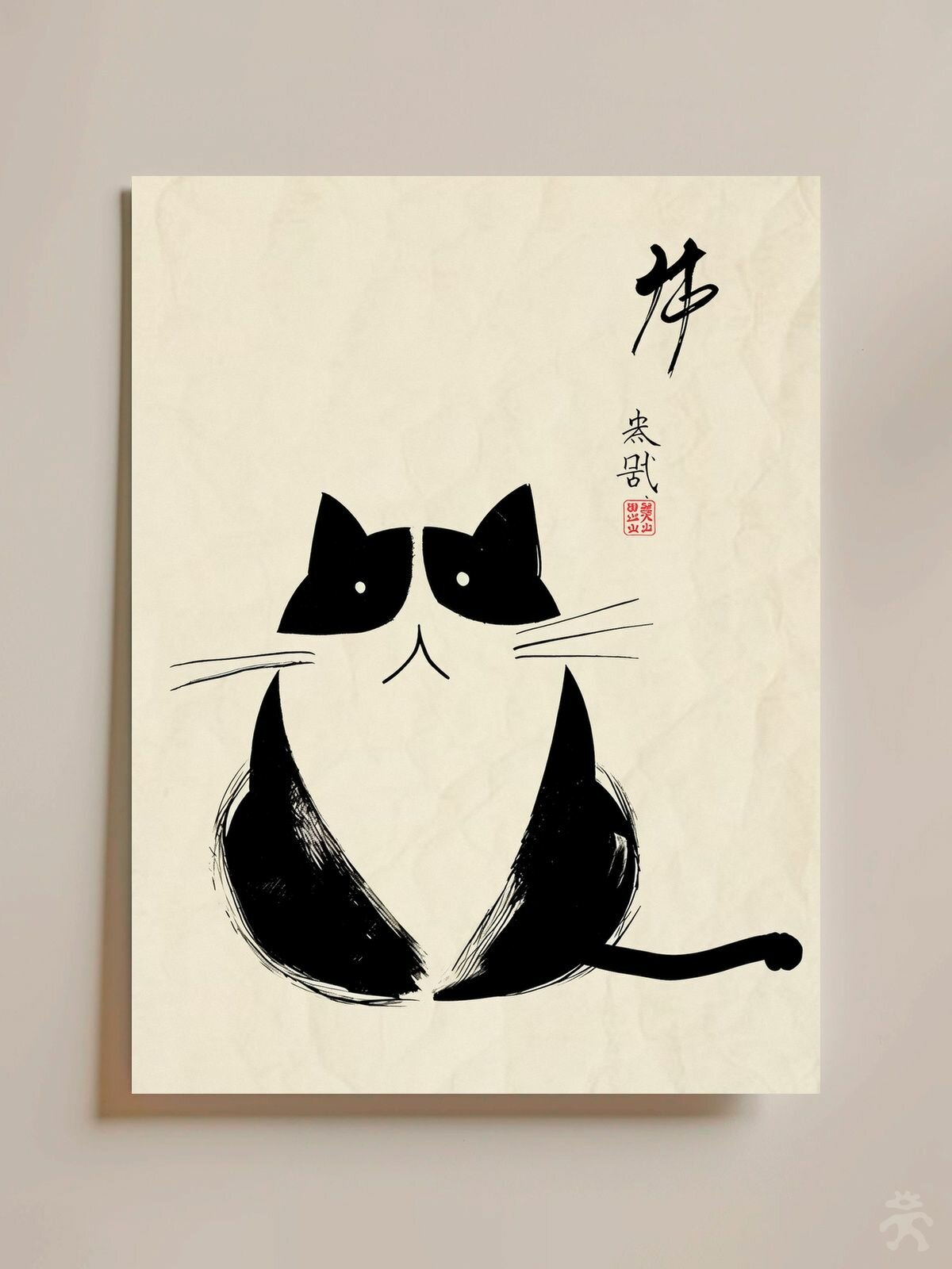 Интерьерный постер "Japanese Vintage Black Cat" в стиле pinterest, 30x40 см