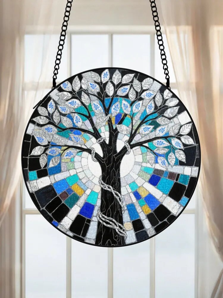 Витражный ловец солнца Дерево жизни подвесной декор для окна 15 см