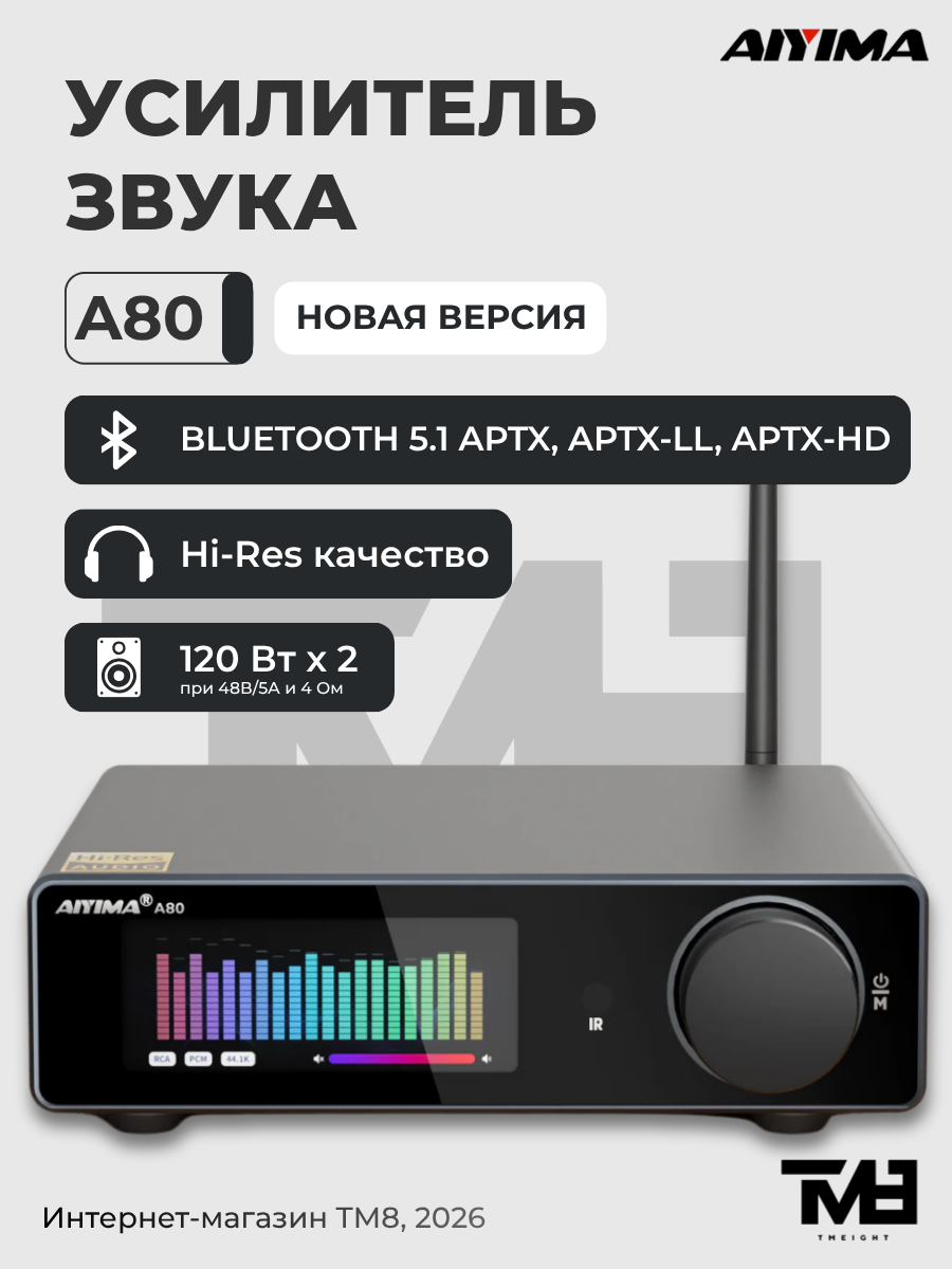 Усилитель звука для колонок AIYIMA A80 с блоком питания 48В/5А