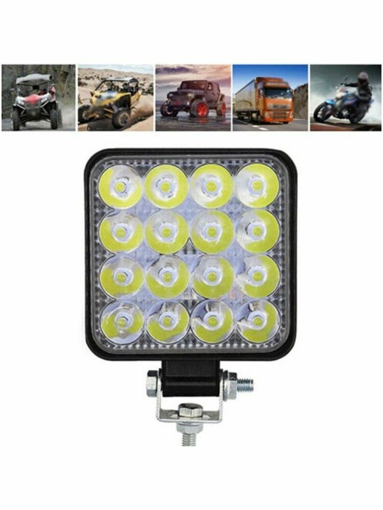 Рабочий свет 48W 16LED противотуманный для ATV, SUV, грузовиков и спецтехники с кронштейном из нержавеющей стали, IP67