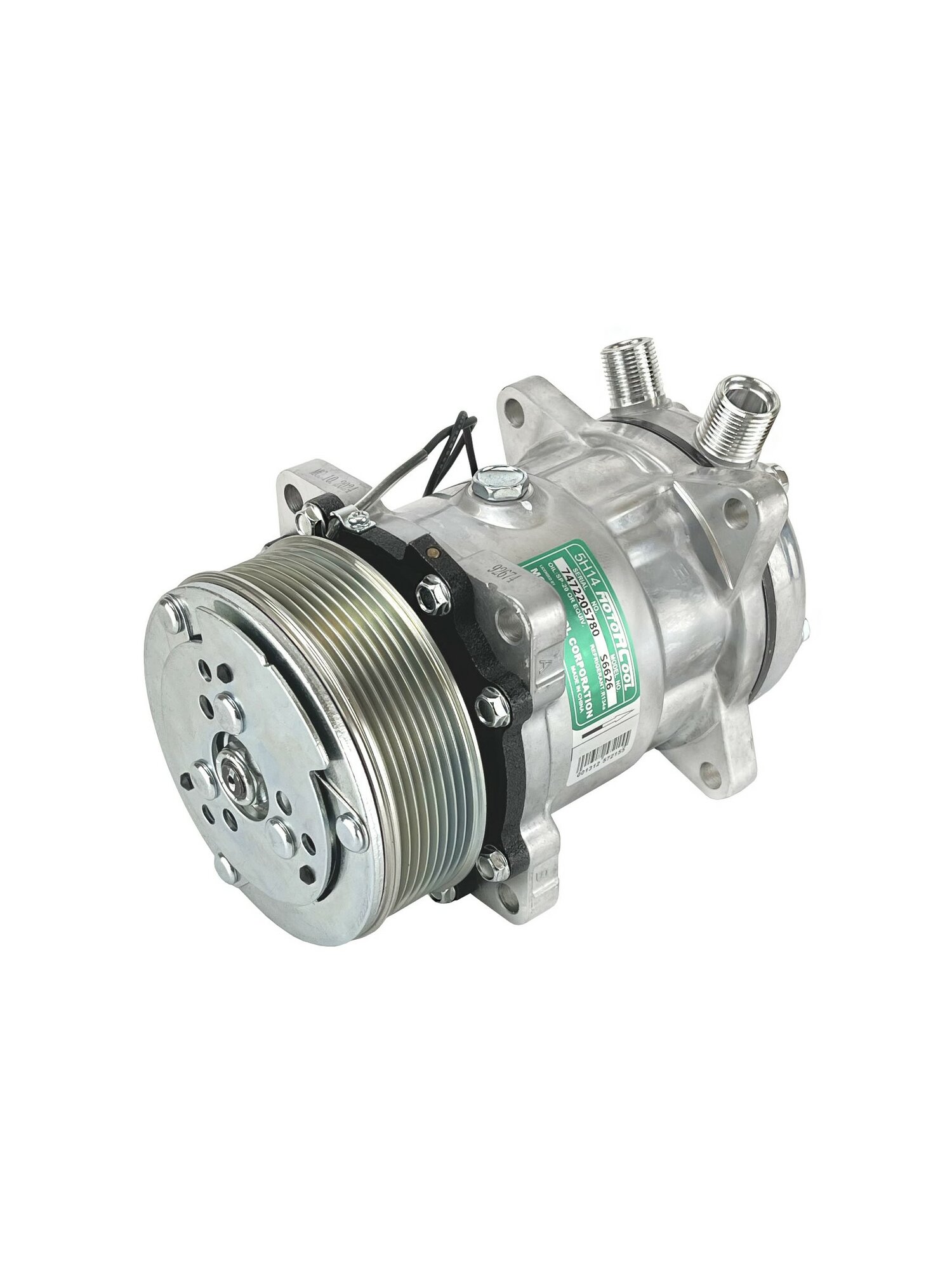 Компрессор кондиционера Sanden 5H14 (24V, PV8) выходы вертикальные (O-ring) 3/4" - 7/8" универсальный