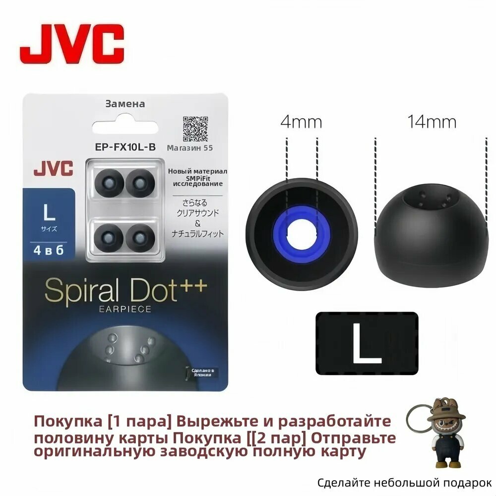 Амбушюры JVC Spiral Dot ++ EP-FX10 (1 пары L)Насадки для наушников синий