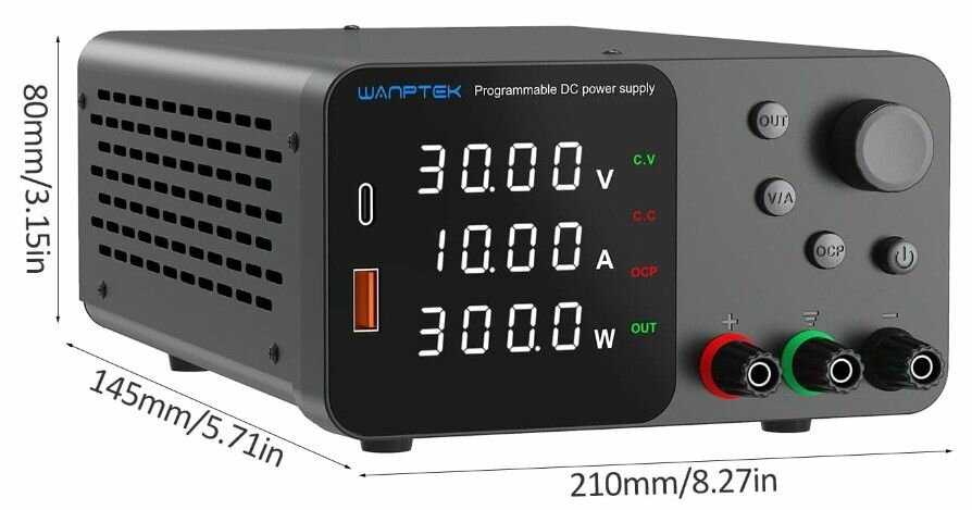 Блок питания лабораторный TPS3010, 30V/10A, импульсный, чёрн