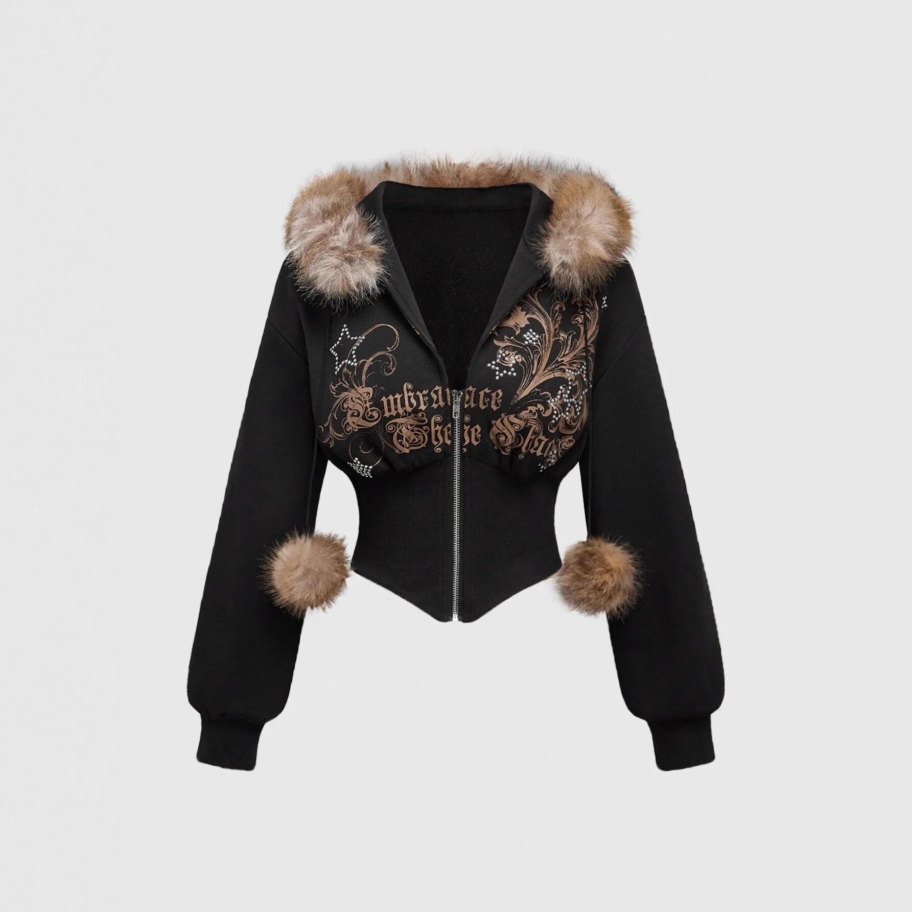 Женская толстовка с капюшоном, коричневая, размер L, gothic print