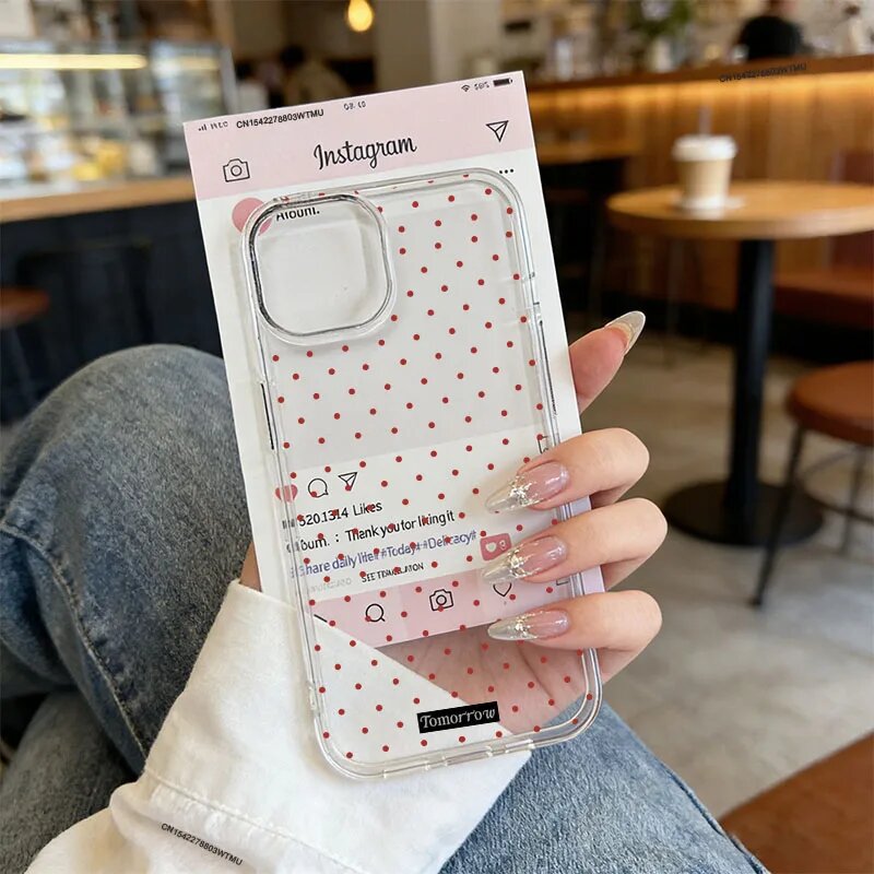 Прозрачный чехол INS в горошек для iPhone 17 Pro 16 15 14 13 12 11 XR XS MAX 7 Айфон 15 Про, style 3