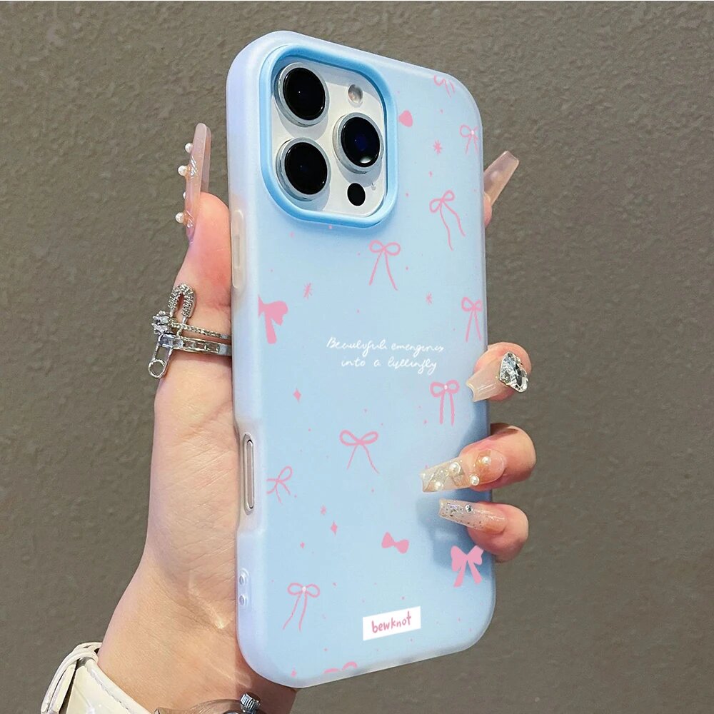 Чехол для iPhone 17 Sky Blue с бантиками