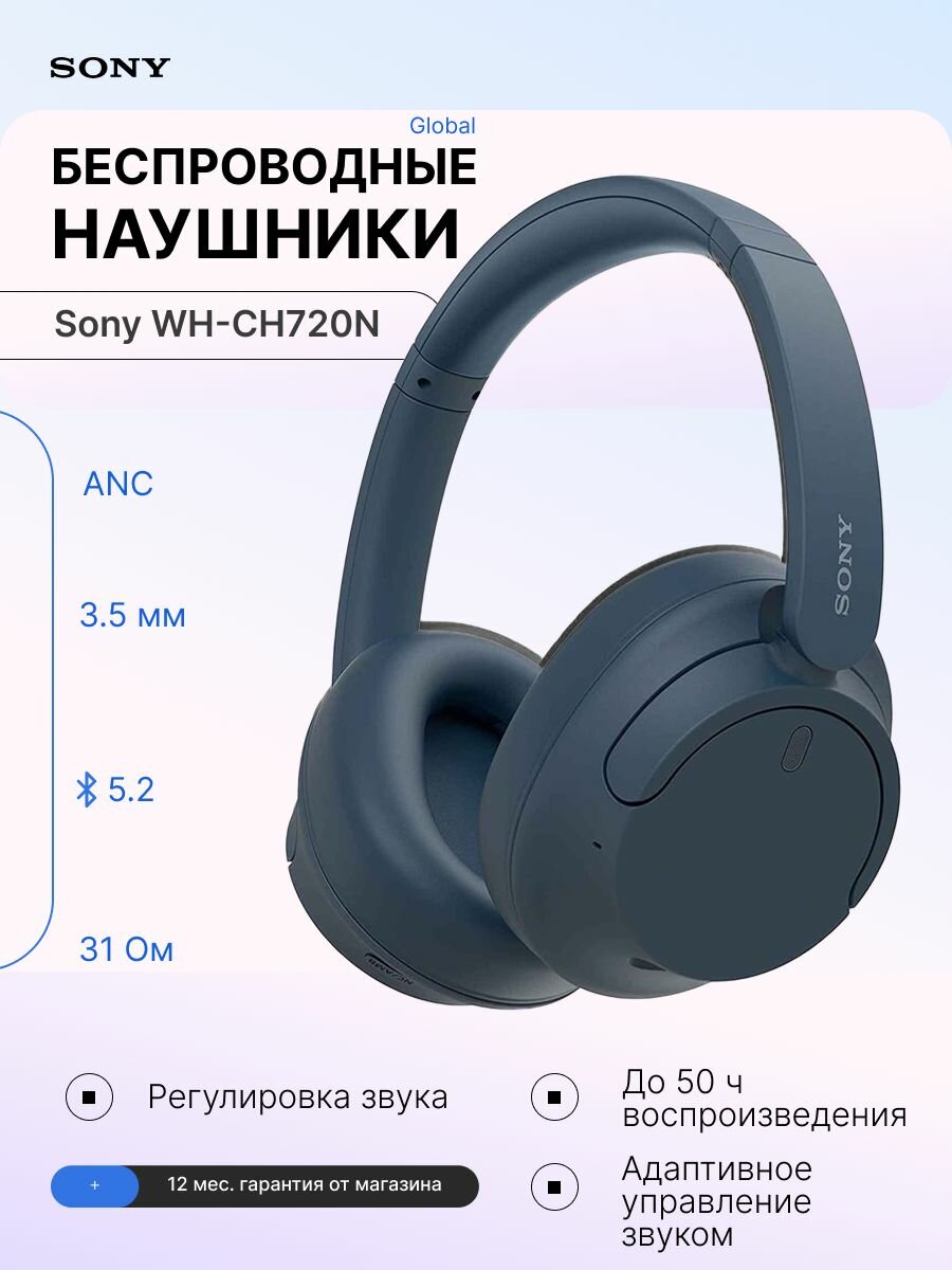 Наушники Sony WH-CH720N, синий
