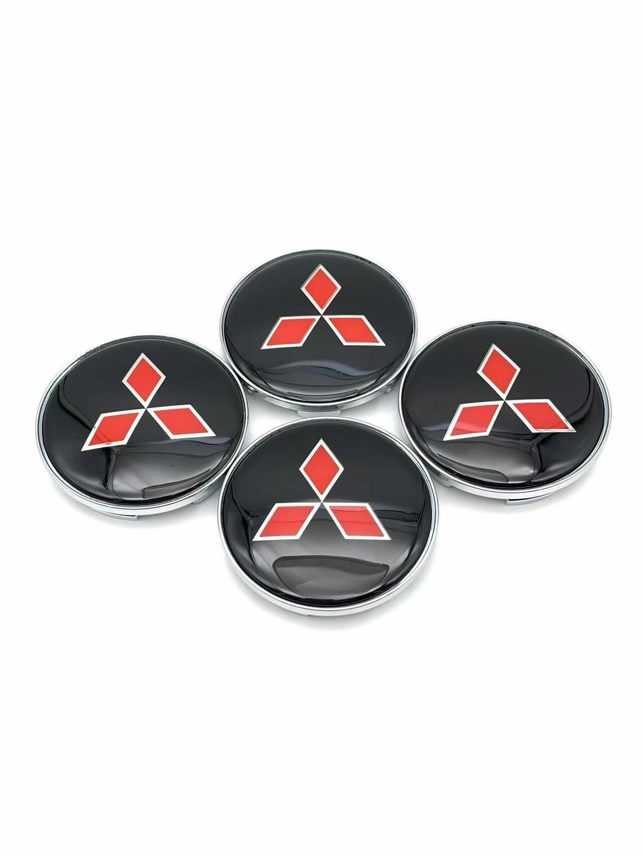 Колпаки на литые диски Mitsubishi 68/62/9 мм — комплект 4 шт, заглушки ступицы ABS + алюминий, защита и декор колёс