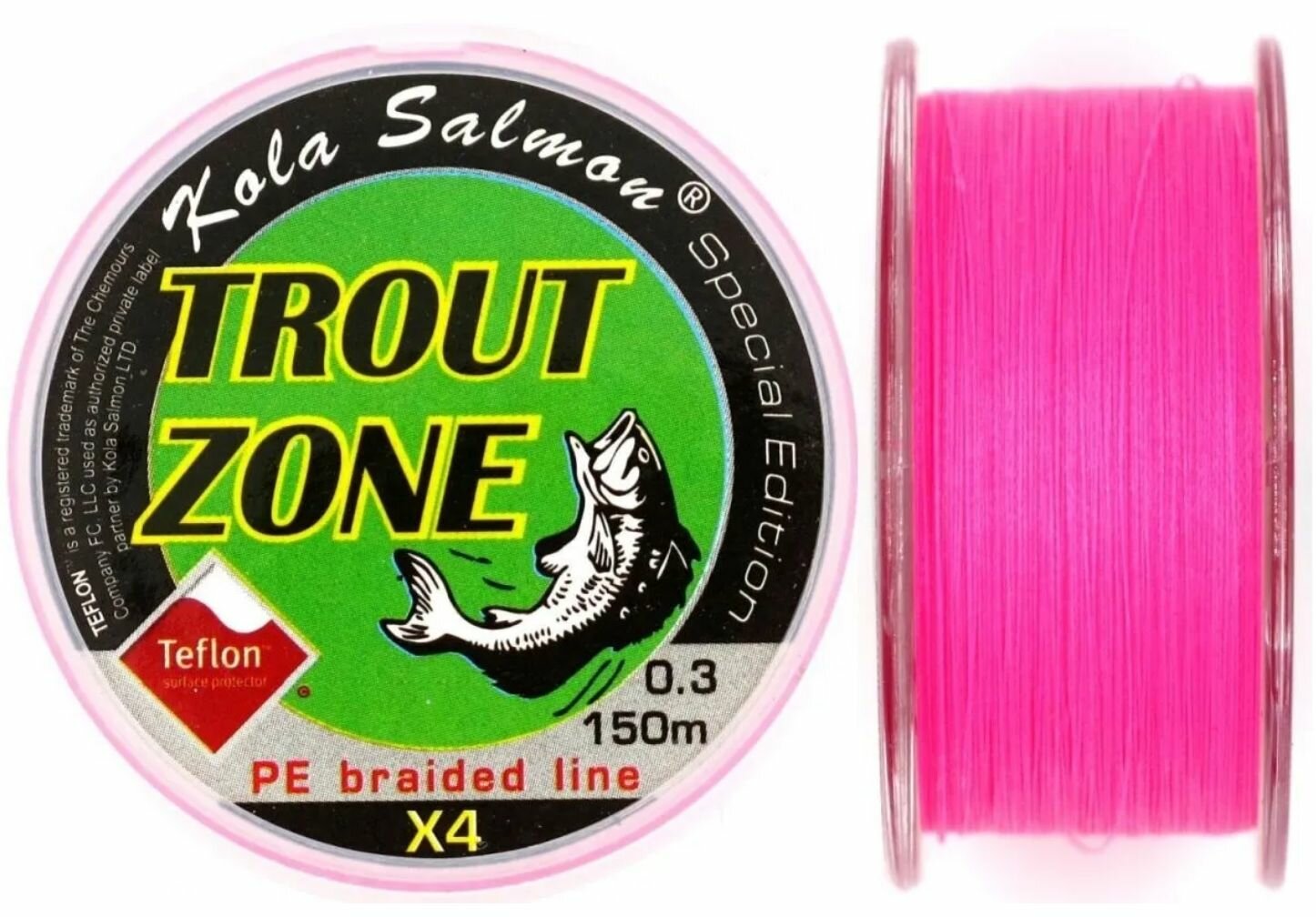 Шнур плетеный леска плетенка для рыбалки KAIDA FLUOPINK04 PHANTOM TROUT X4 150м цвет ярко розовый 0.4мм