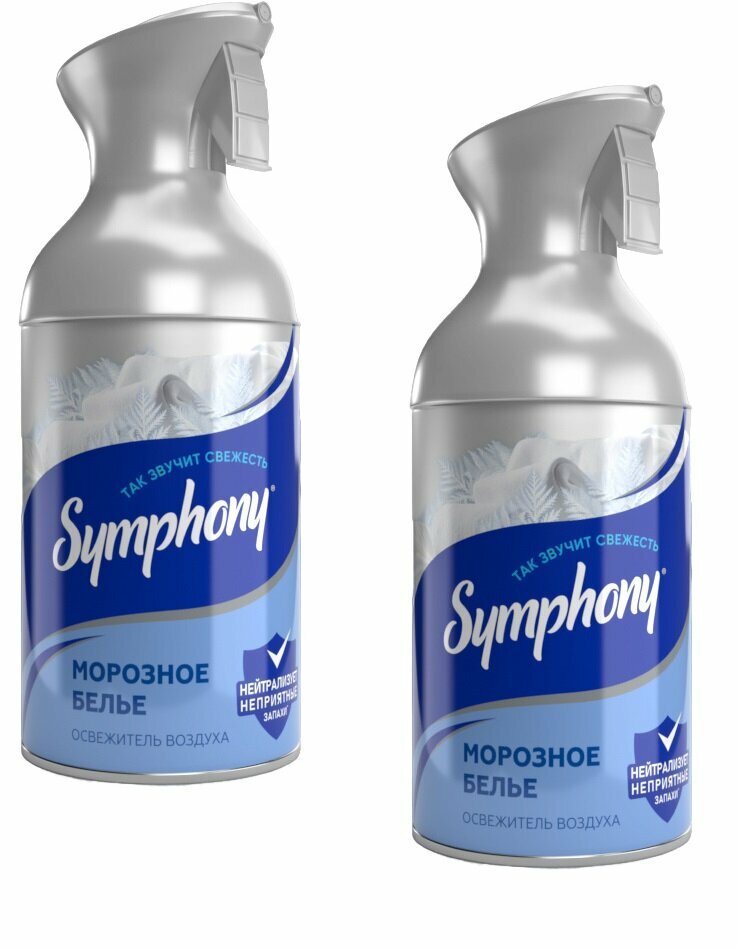 Освежитель воздуха Symphony Морозное бельё (с триггером), 250мл 2шт
