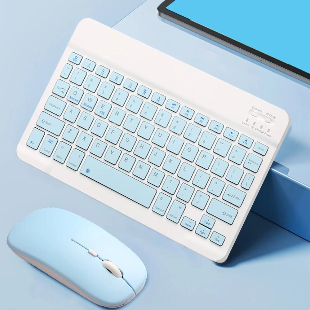 Беспроводная клавиатура и мышь Blue для планшета