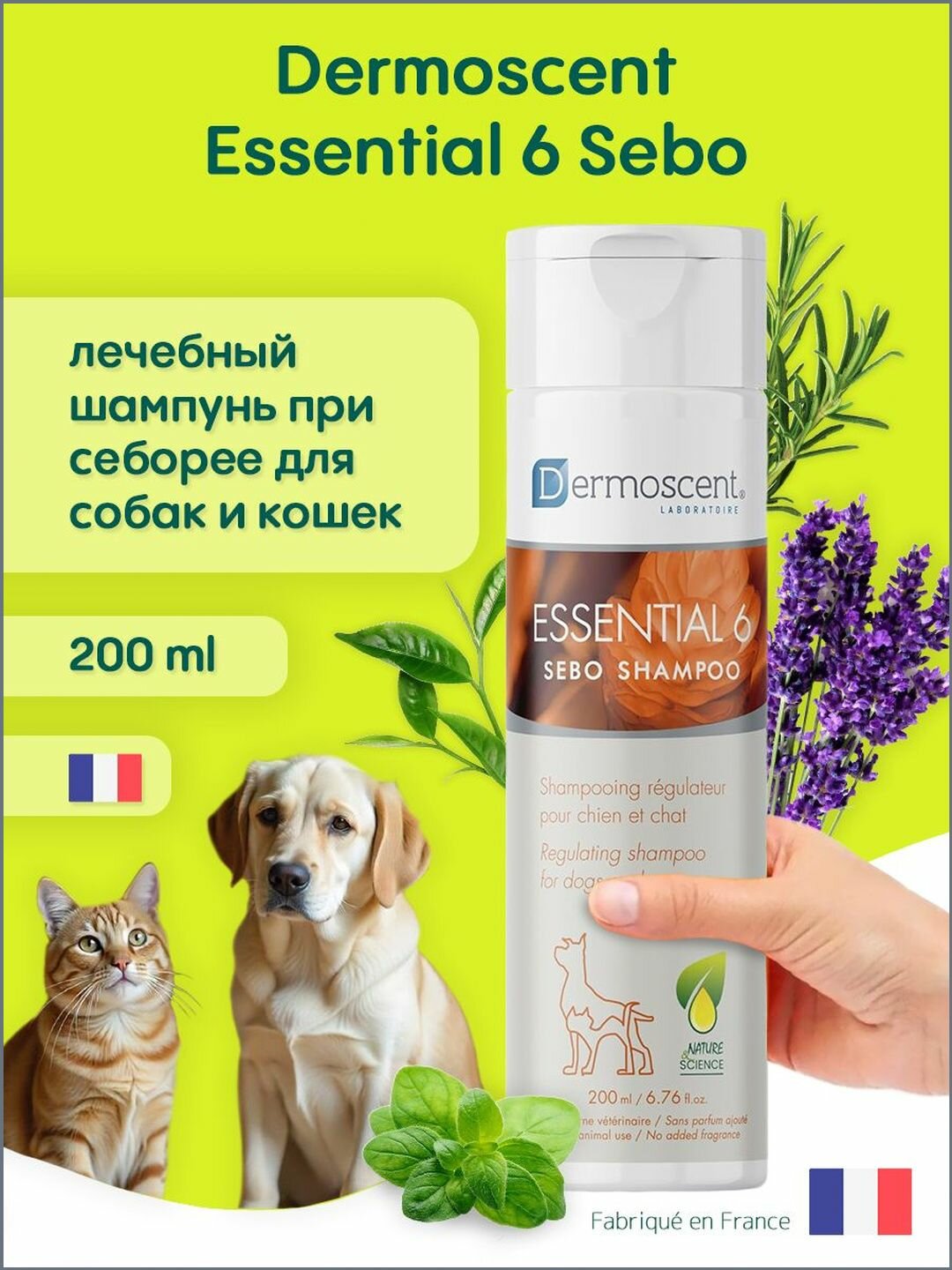 Качественный шампунь Dermoscent Essential 6 Sebo для терапии себореи у кошек и собак
