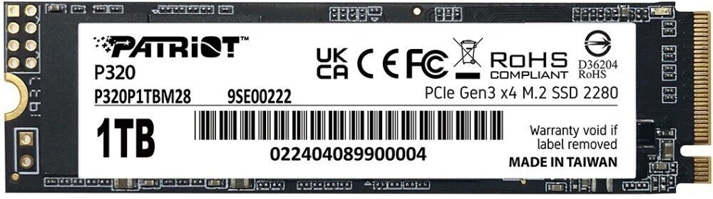 SSD Patriot P320 P320P1TBM28 1 ТБ M.2 NVMe, оригинал, гарантия 1 год