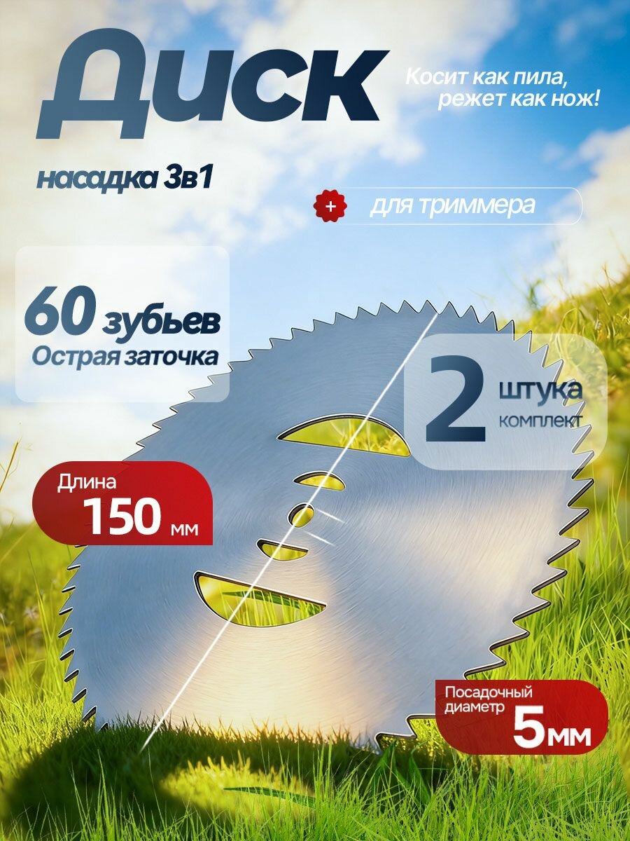 Дисковые ножи для триммера 2 шт, 60 зубов, для аккумуляторного дисковый нож для триммера нож для аккумуляторного триммера лезвие для триммера