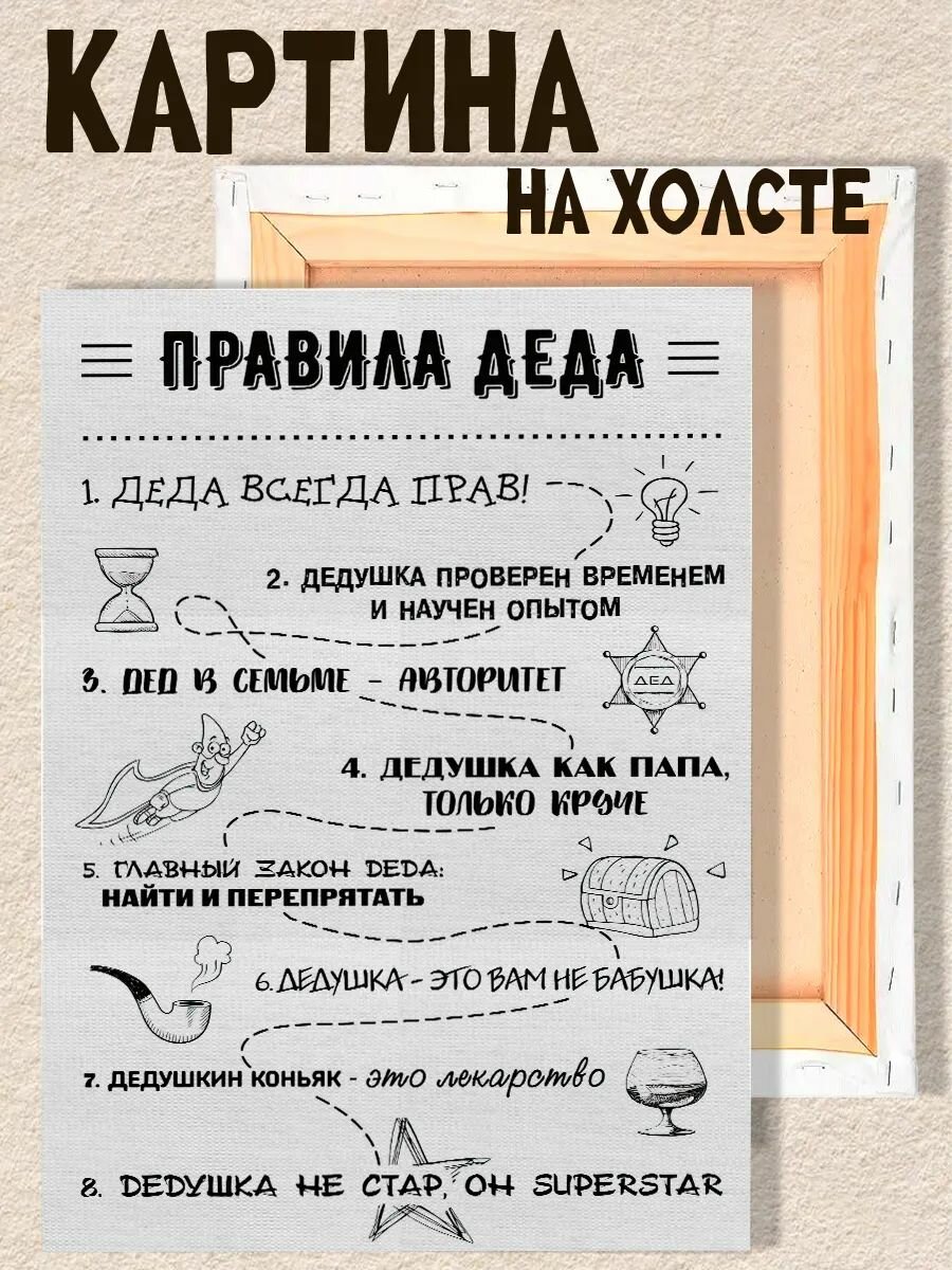 Картина на стену Правила бабушки и дедушки