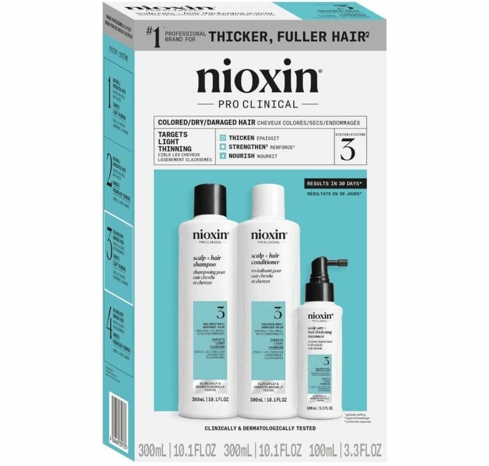 NIOXIN, System 3, XXL, Косметический набор для окрашенных, склонных к выпадению волос (300 мл*300 мл*100 мл)