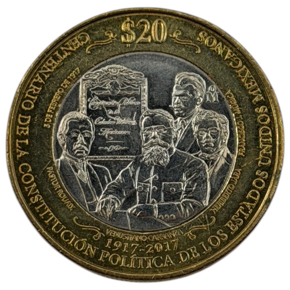 Мексика 20 песо 2017 г. (100 лет конституции Мексики)