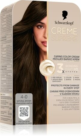 Краска для волос Schwarzkopf Creme Supreme, оттенок 1-0 Natural Black, 60 мл