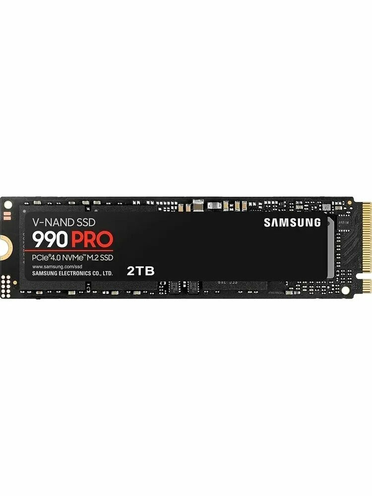 SSD Samsung 2TB 990 Pro MZ-V9P2T0BW, форм-фактор 22110, скорость чтения до 7450 МБ/c, чёрный