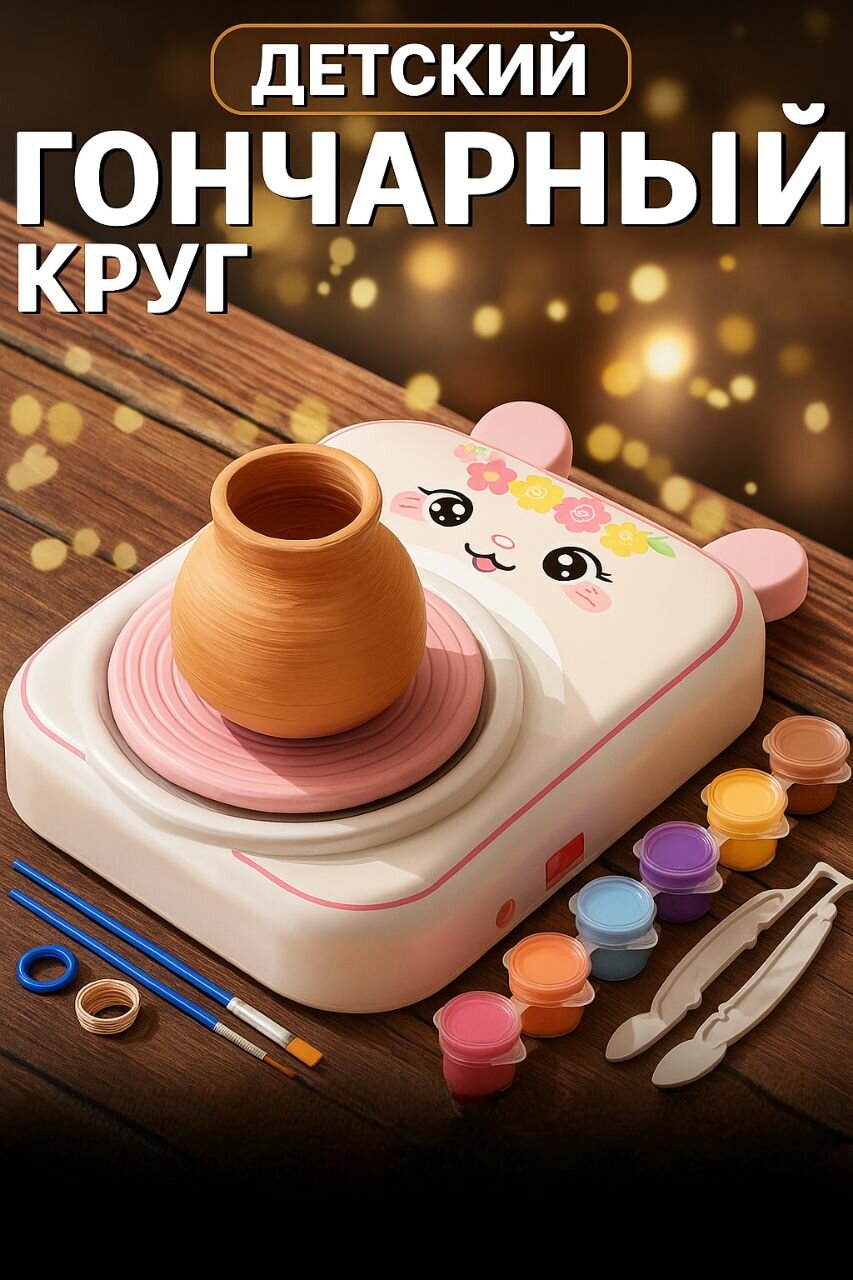 Гончарный круг для детей и начинающих набор с глиной