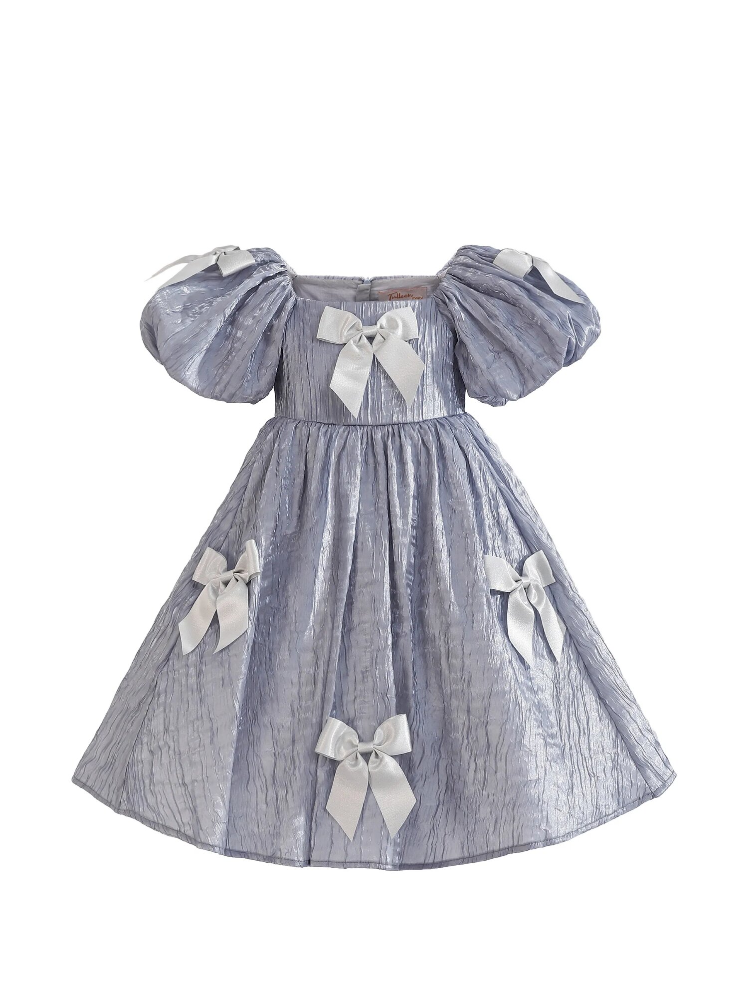 Платье Clarissa bow-embellished puff-sleeve dress