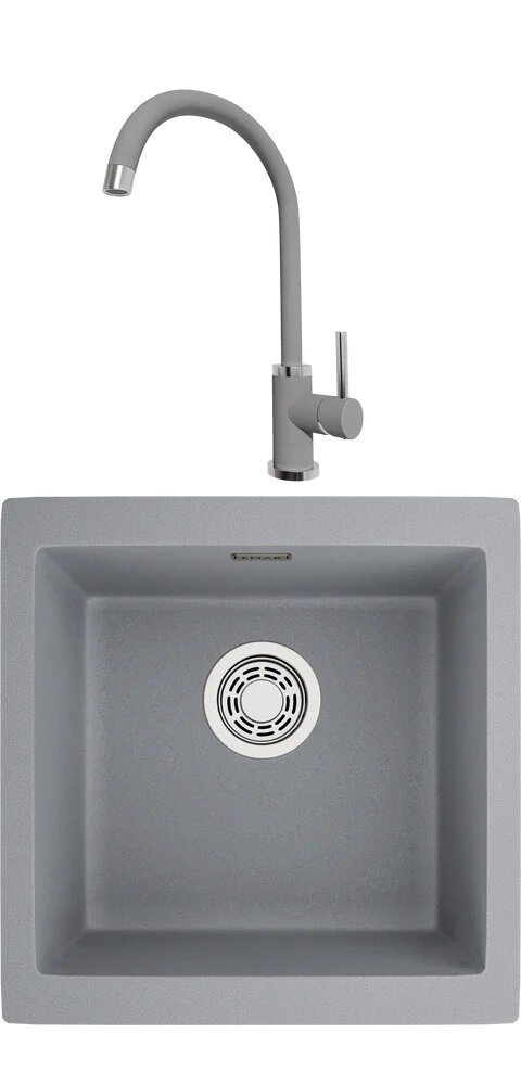 Комплект Мойка Emar Quartz EMQ-1455. P / Смеситель 3004.9 Алмаз