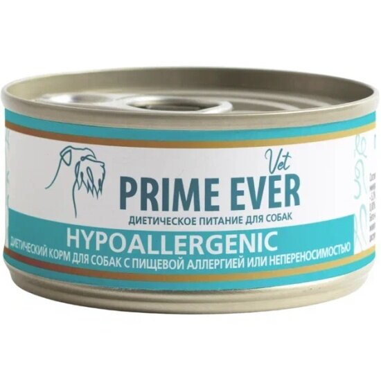 Prime Ever Корм влажный VET Hypoallergenic при пищевой аллергии диета для собак , 6шт х100 г