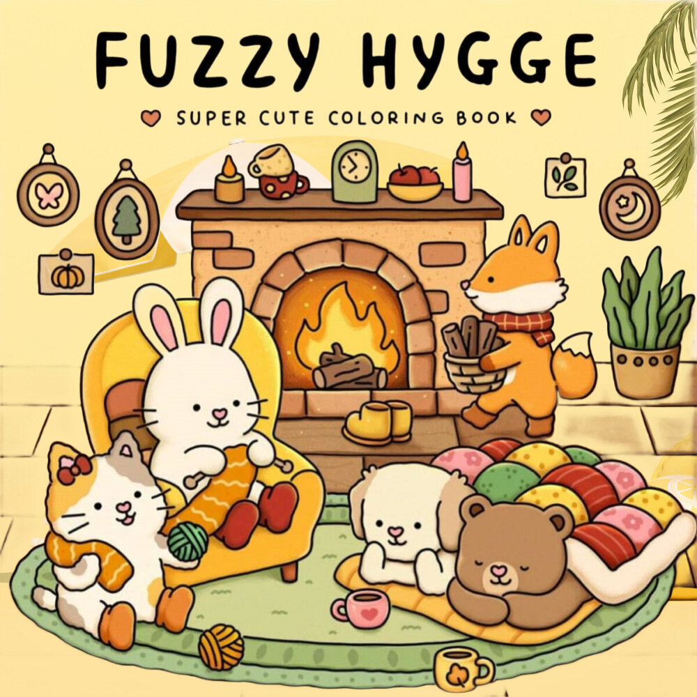 Раскраска «Fuzzy Hygge» для взрослых и подростков | Милые персонажи-животные для расслабления и снятия стресса | Простые в использовании рисунки для начинающих | Идеально подходит для беззаботного, ве