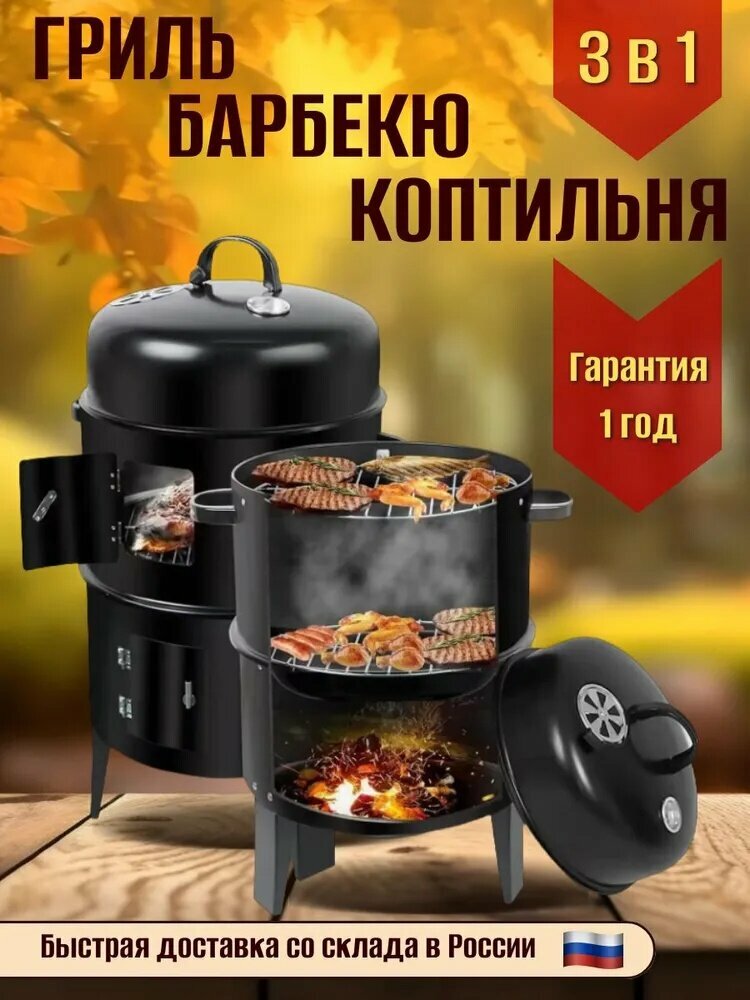 Угольный гриль-барбекю, коптильня
