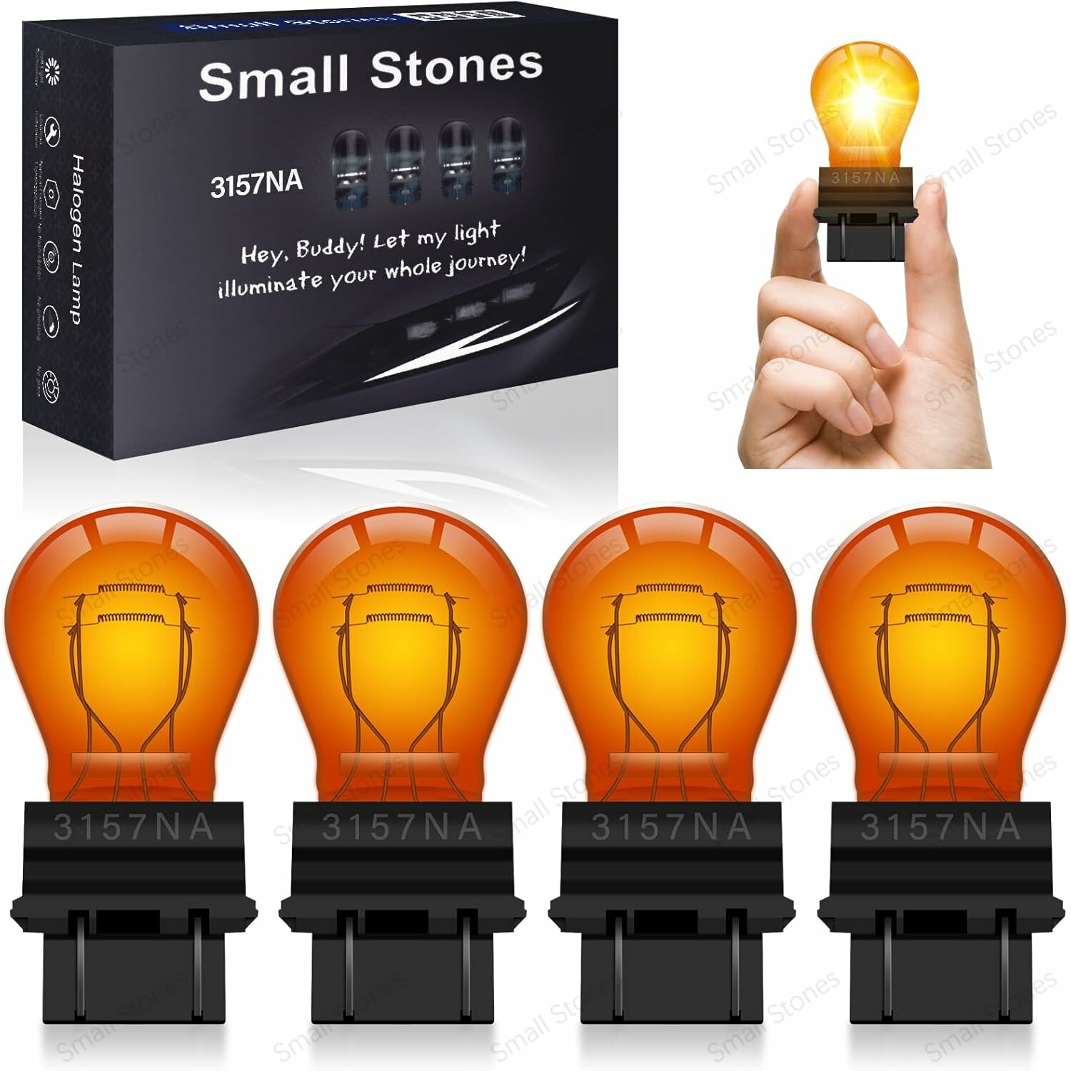 Small Stones Лампа автомобильная 3157NA, 4 шт. арт. (4шт.) 3157, 3157NA, 3457, 3457NA, P27/7W, PY27/7W Галогенная лампочка