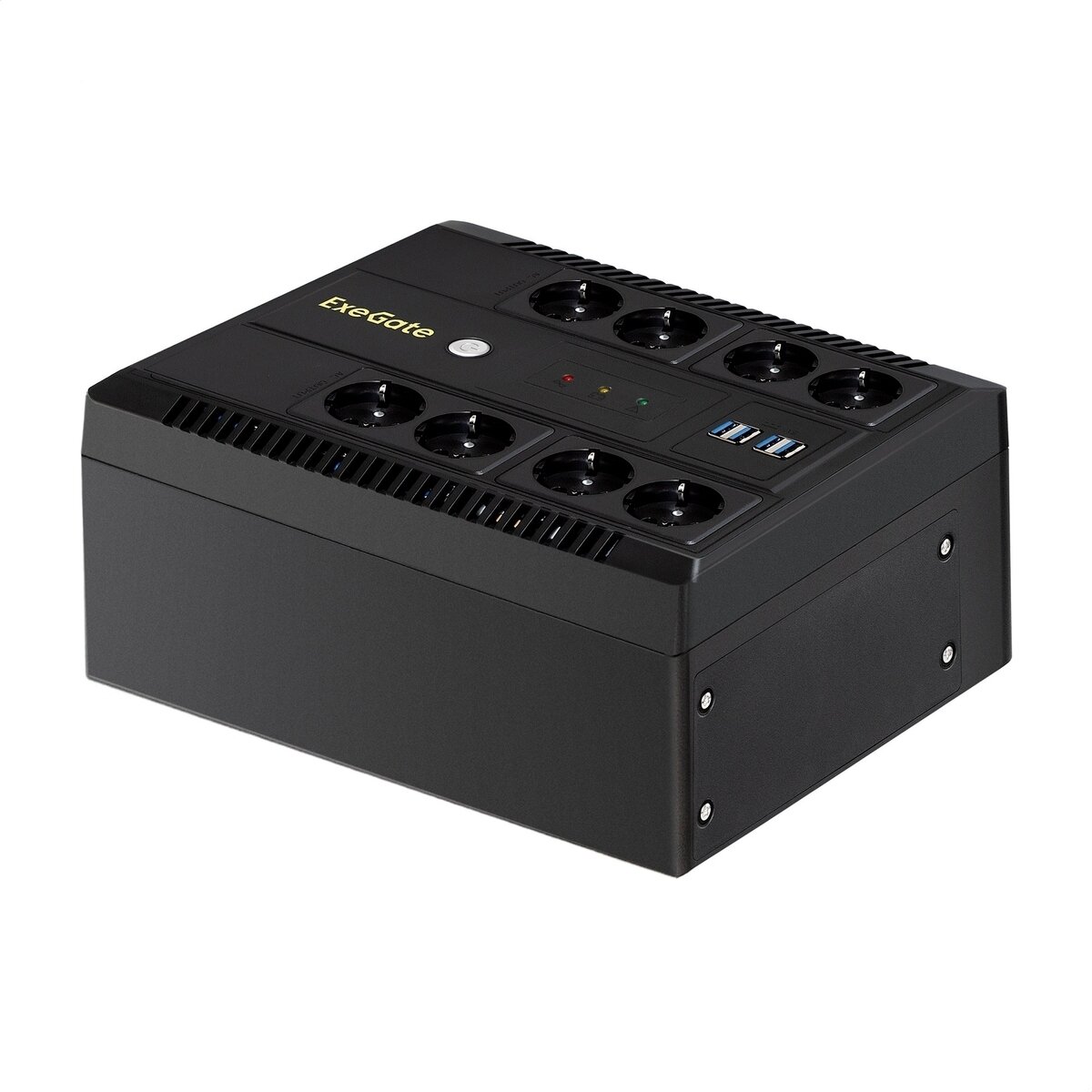 ИБП ExeGate NEO Smart LHB-650. LCD. AVR.8SH. CH. RJ. USB (650VA/360W, LCD, AVR, 8*Schuko, RJ45/11, USB, 4*USB-порта для зарядки, батарея 12V 7.2Ah, Black)