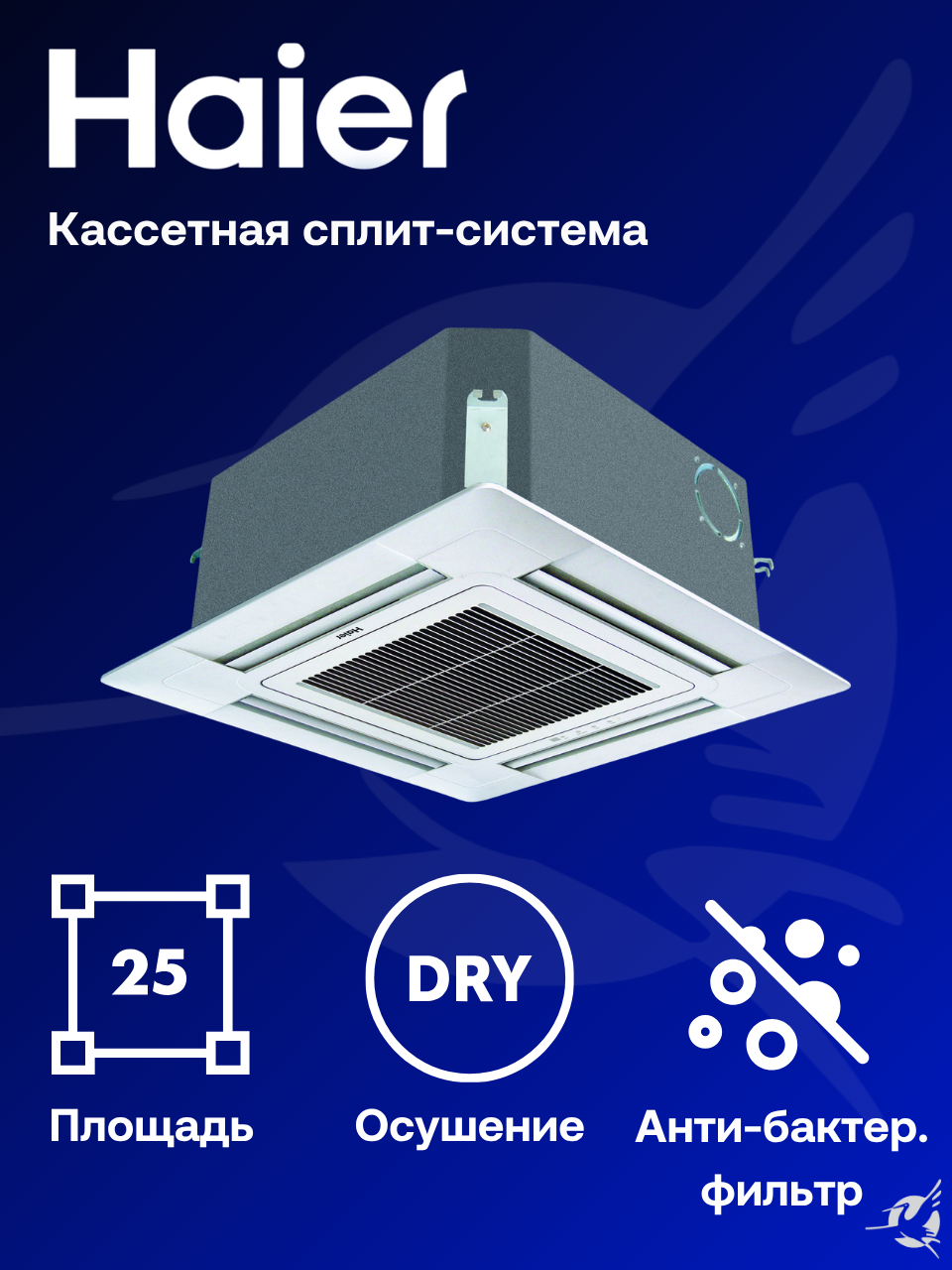 Полупромышленная сплит-система Haier AB25S2SC1FA (PB-700KB) / 1U25S2SM4FA кассетного типа на 25 м2