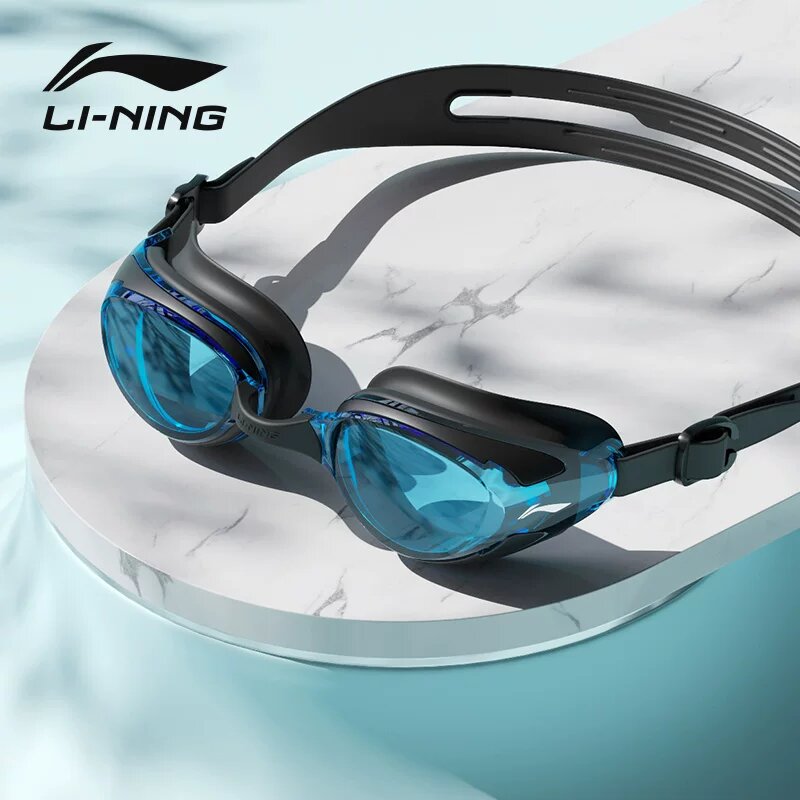 Li-Ning Анти-туман Светящийся Черный Прозрачные Одиночные Линзы Плавательные Очки для Водных Видов Спорта