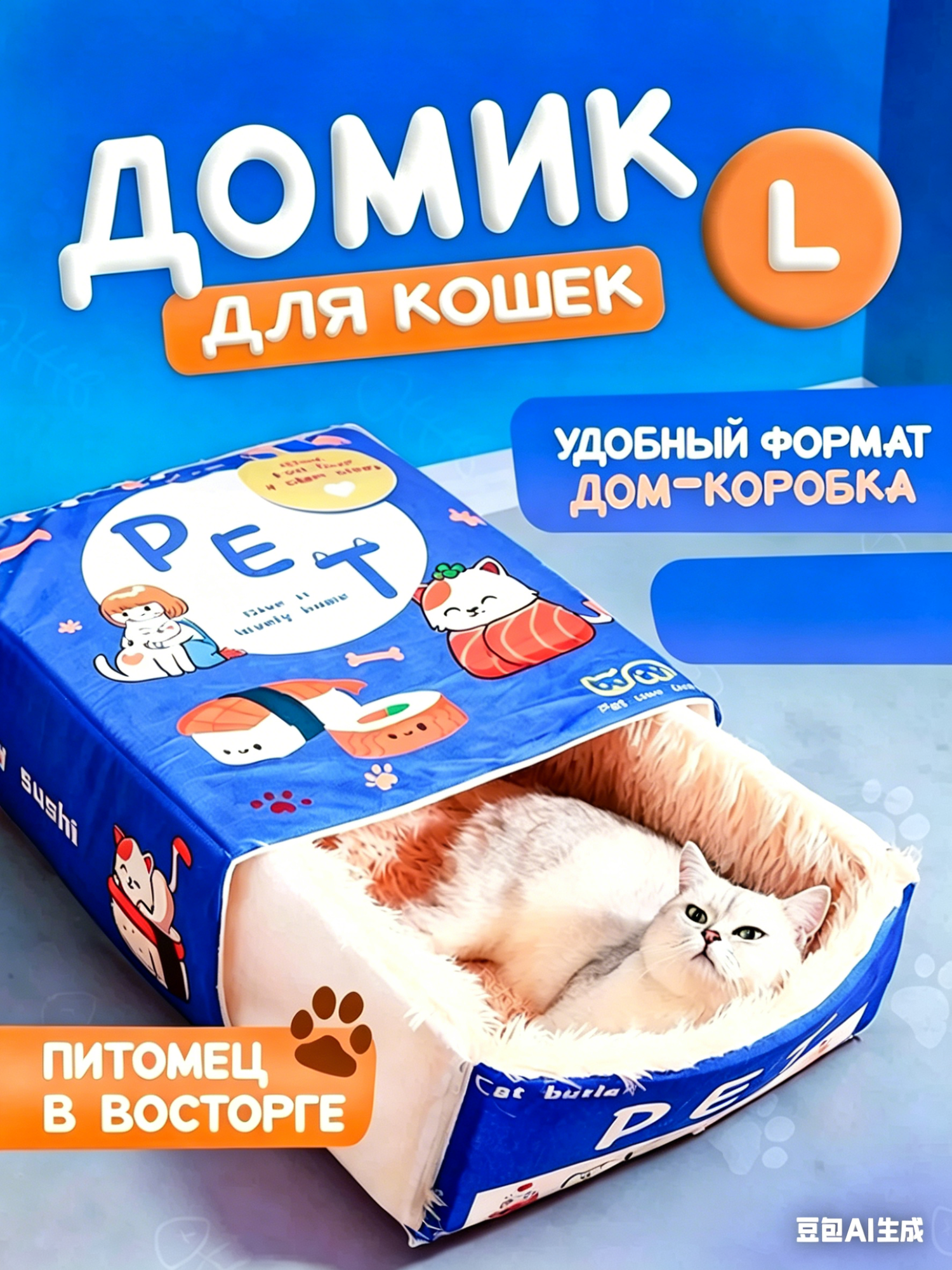 Комната для домашних животных в суши-боксе, большая комната для кошек размером 55*45*20 см