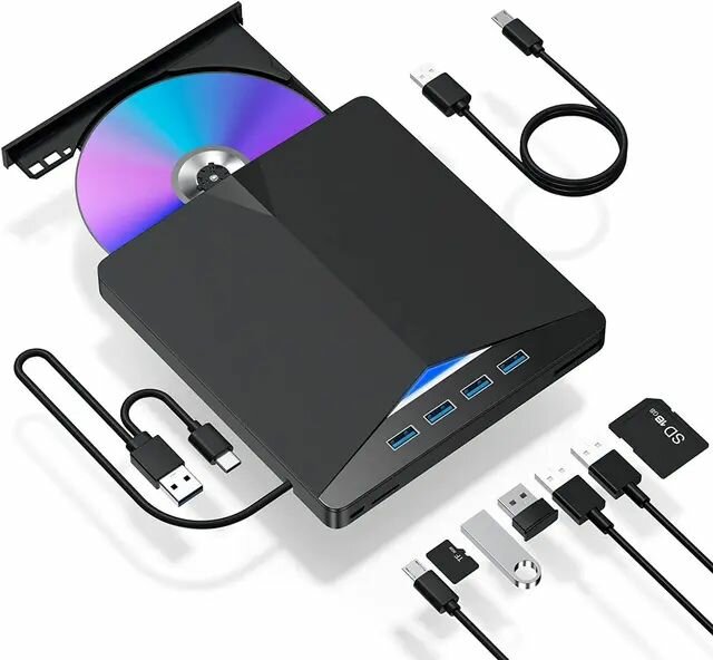 Внешний оптический привод DVD RW CD-привод 7-в-1 USB 3.0 Type-C