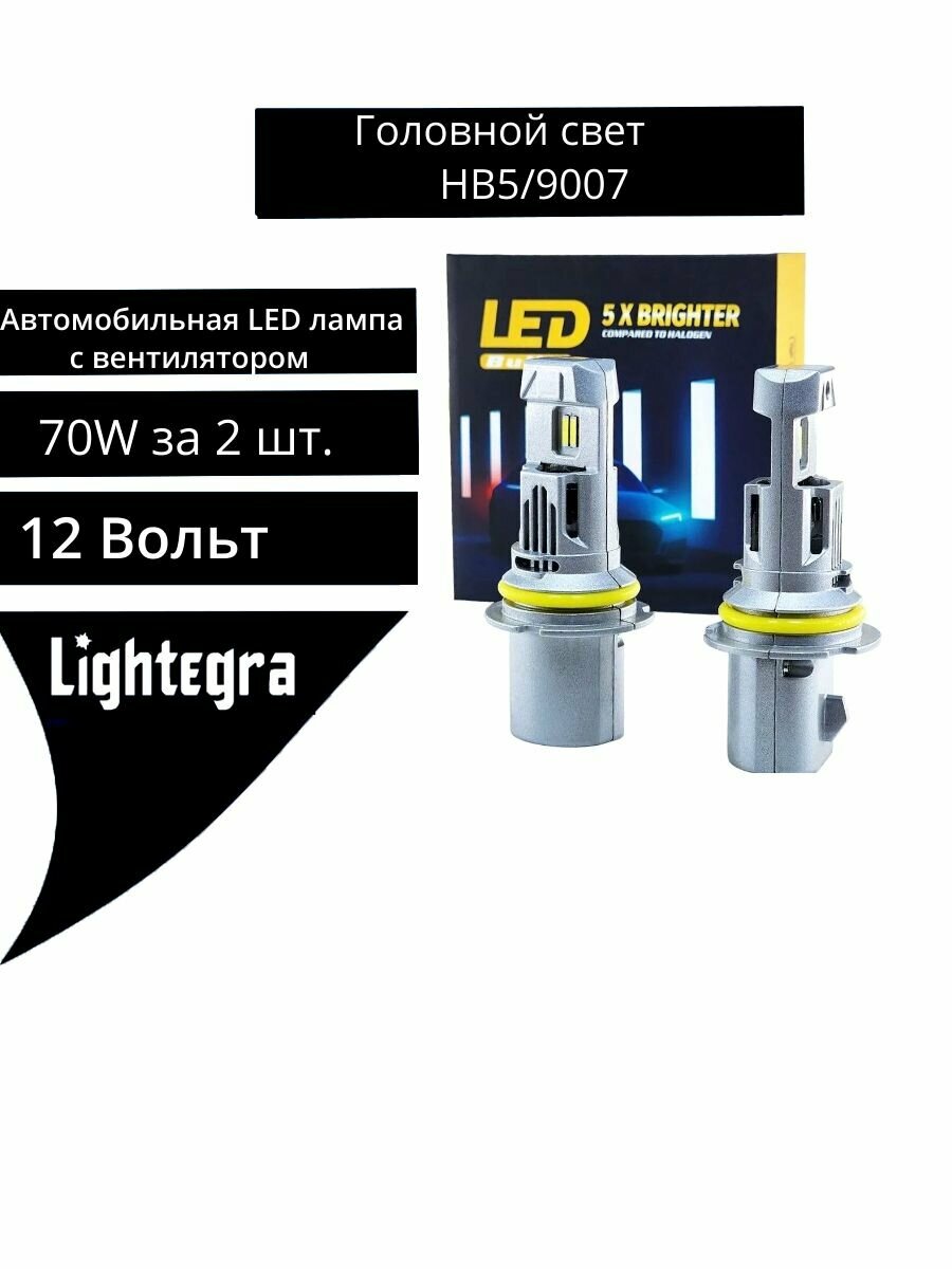 Светодиодная лампа HB5/9007 (LED) c вентилятором. серия GL 12 В 30 Вт 6000К, 2 шт