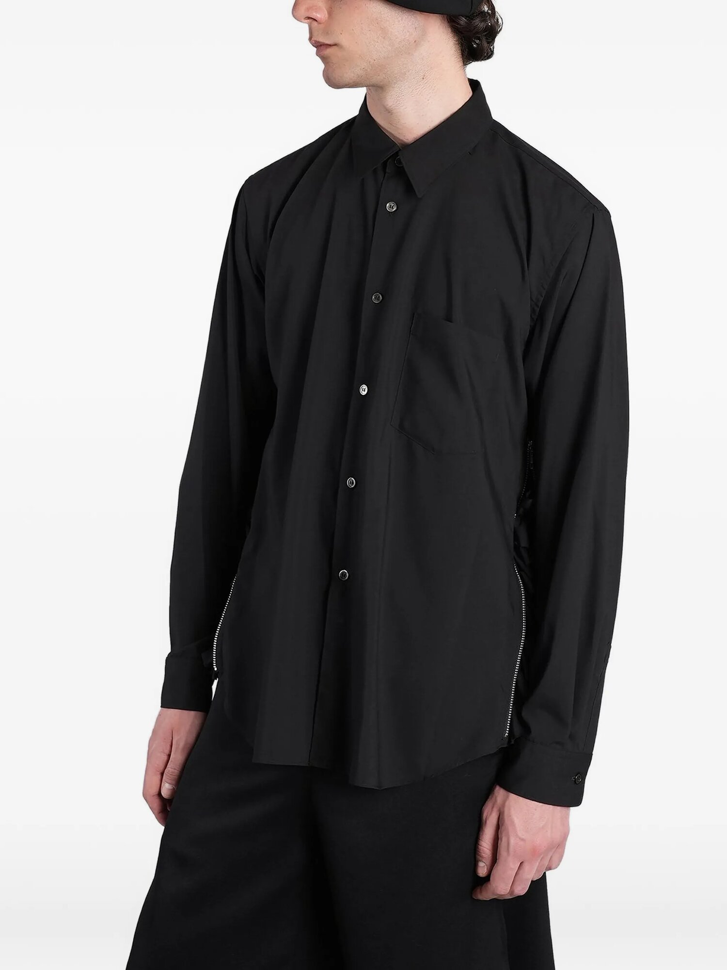 Рубашка COMME des GARCONS Ruffled zip-detail shirt, размер XL — фото 1
