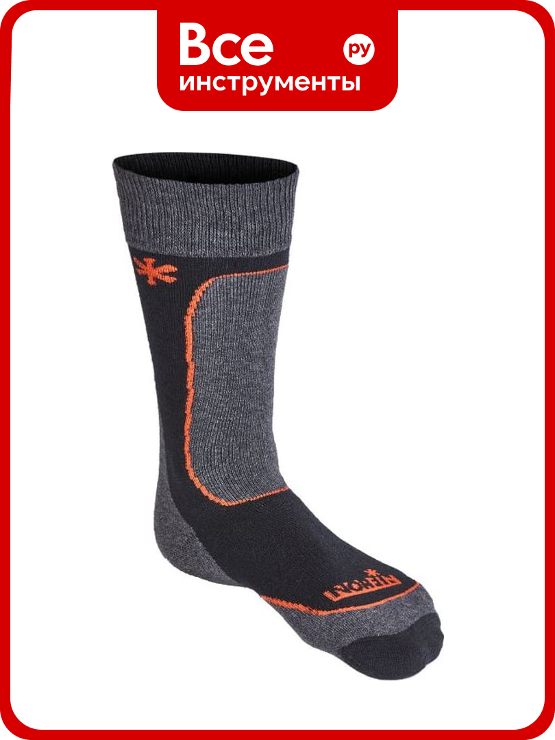 Носки NORFIN T3M NORDIC MERINO MIDWEIGHT, р. L, 303901-03L, мериносовая ткань, стиль, темно‑серый с оранжевыми акцентами