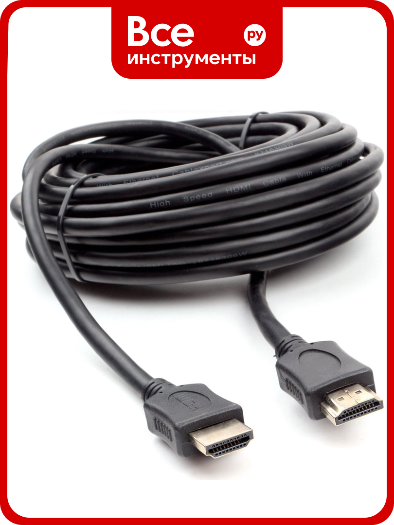 Кабель HDMI Cablexpert 10м v2.0 19M/19M серия Light черный позолоченные разъемы экран пакет