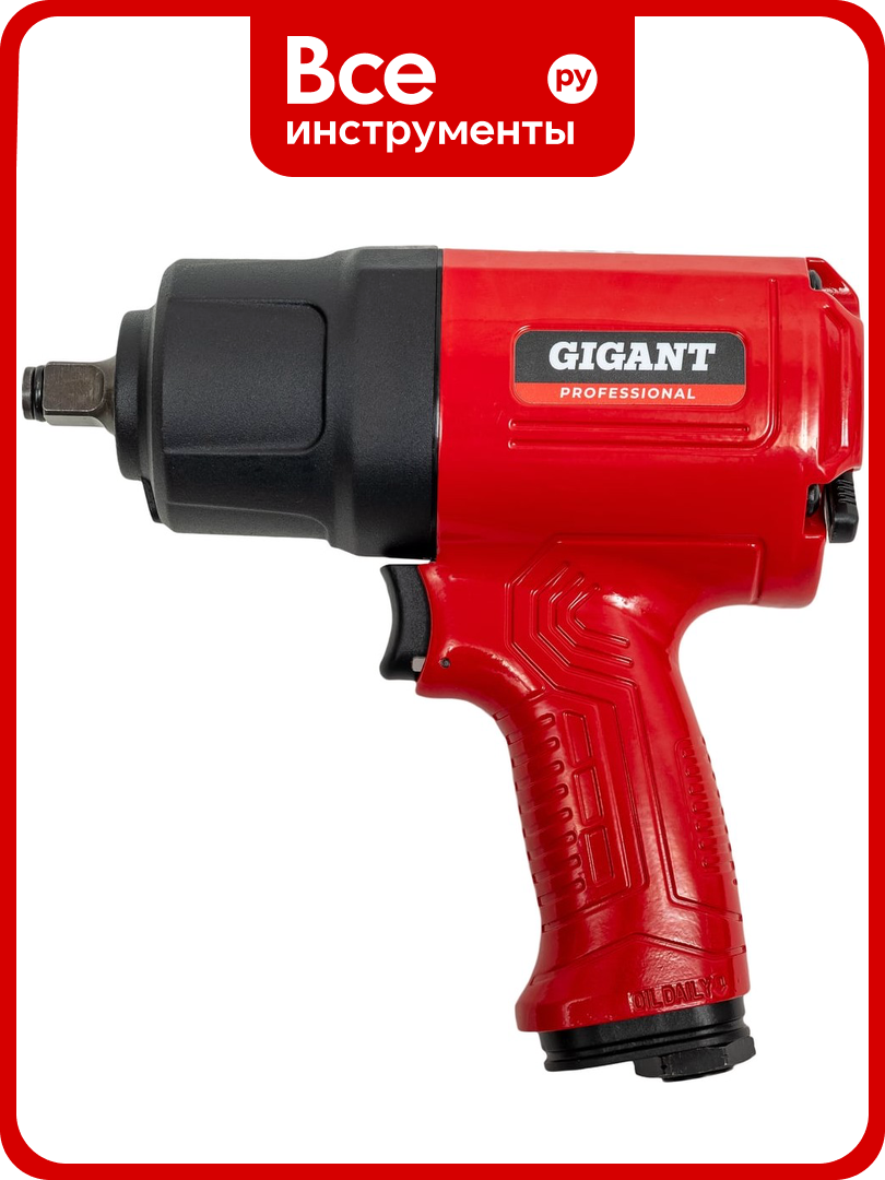 Ударный пневмогайковерт (880 Нм; 1/2"; кейс) Gigant Professional PW 880RKS + набор головок, серый