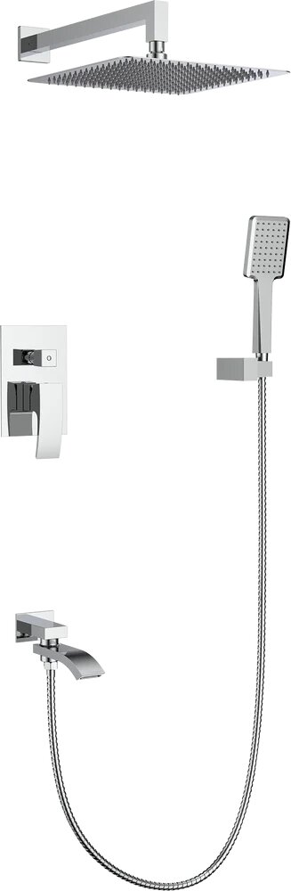 Душевой комплект Gappo G07-6 G7107 5 в 1, встраиваемый, с внутренней частью в комплекте, со смесителем, с изливом, с тропическим душем, латунный, хром, глянцевый, душевая система