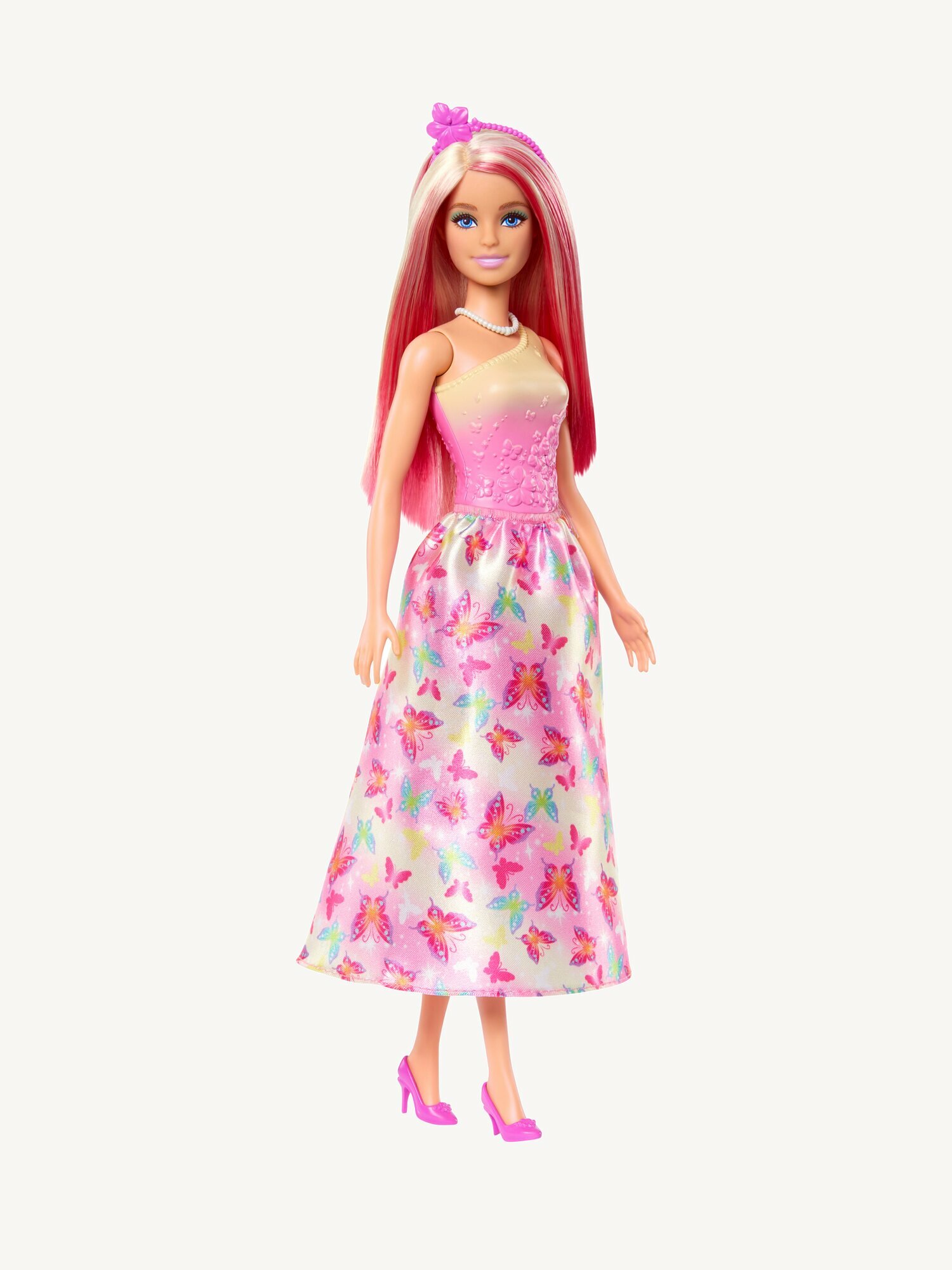Кукла Mattel Barbie Dreamtopia Блондинка с цветными прядями и аксессуарами HRR08, розовый