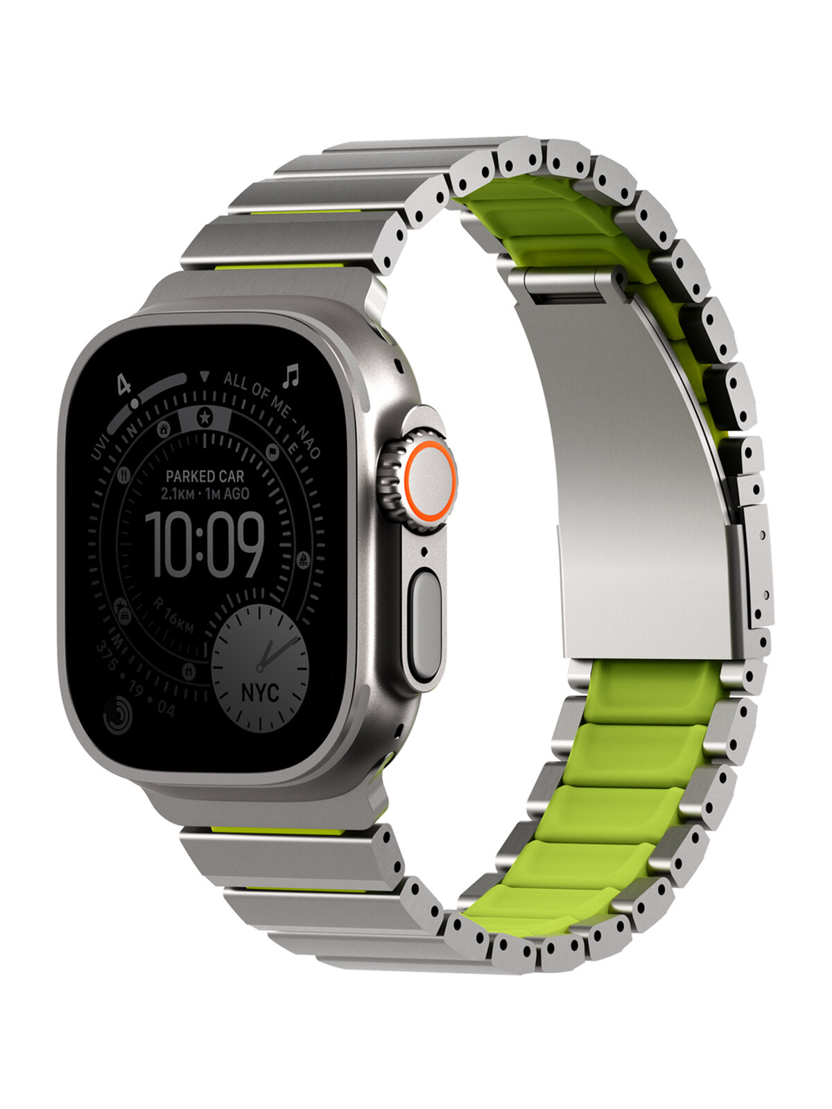 Ремешок Uniq для Apple Watch 44/45/46/49 мм, Strova Flex из нержавеющей стали 304, с магнитной застежкой-бабочкой, титан