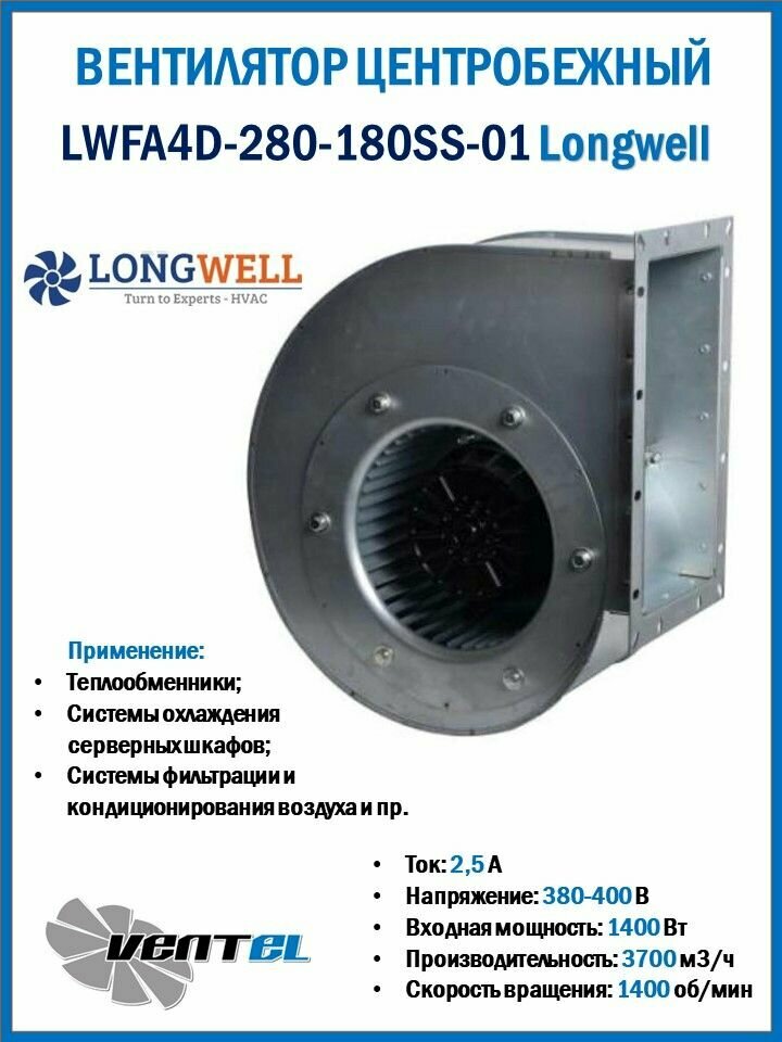 Вентилятор Longwell LWFA4D-280-180SS-01 центробежный